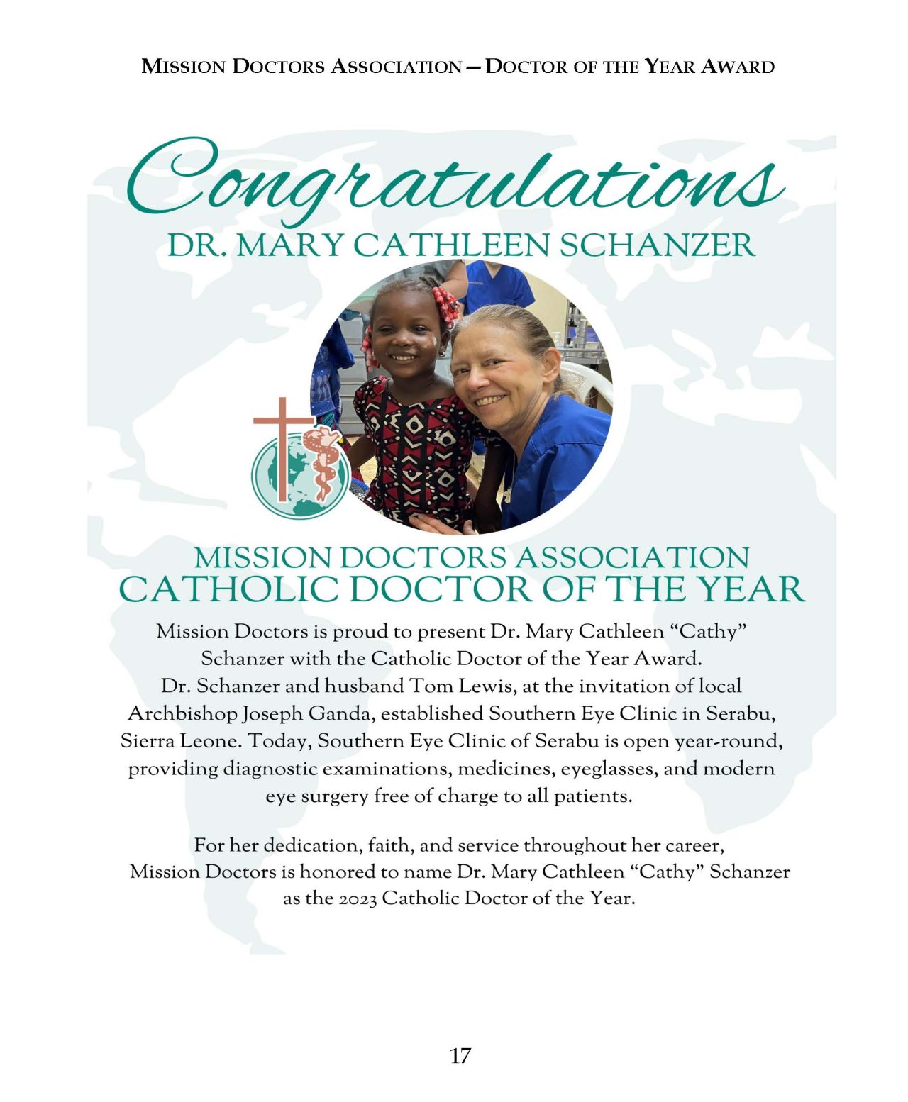 MISSION DOCTORS ASSOCIATION — DOCTOR OF THE YEAR AWARD | Serabu